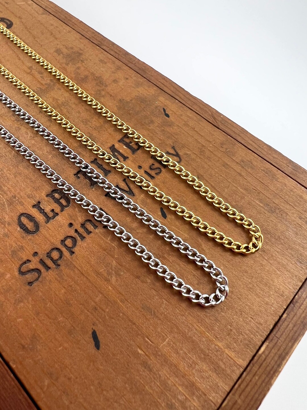 Silver Curb Chain Necklace - Custom Length Chain Necklace - First Gold ...
