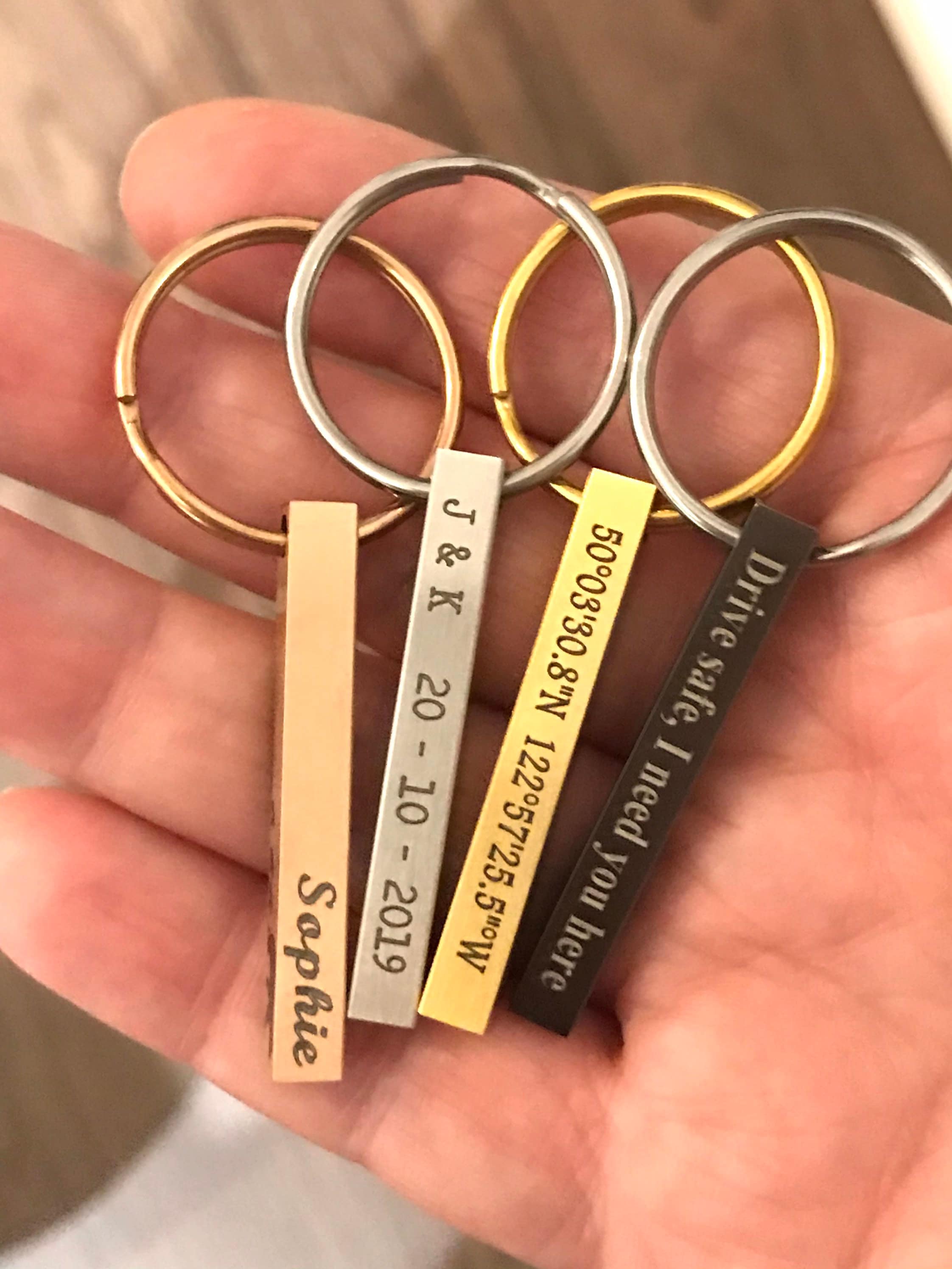 Custom Engravable Keychain Personalized Bar Keychain | Etsy