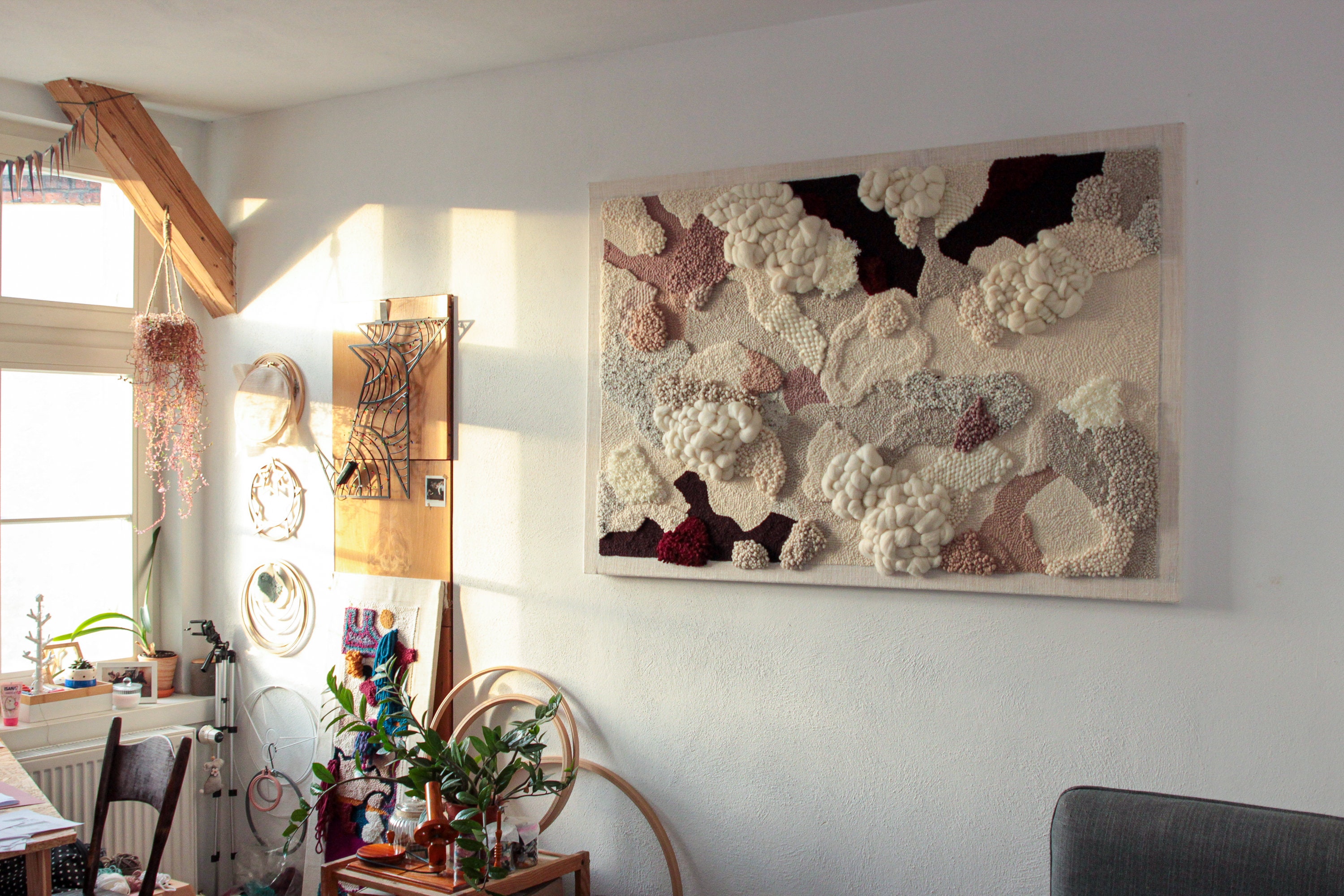 COTTON Extra Large Modern Fiber Wall Art, Textile Wall Art in Neutral ...