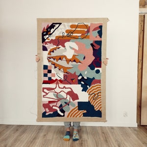 Large Modern Textile Wall Art, Bright Abstract Yarn Painting, Unique ...