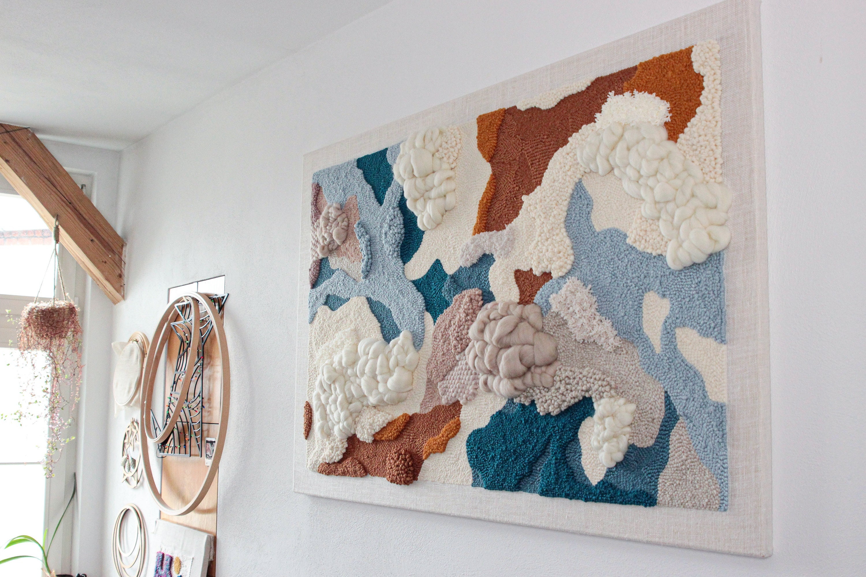 Textile Wall Art BLUE LAGOON Large Abstract 3D Wall Decor in - Etsy