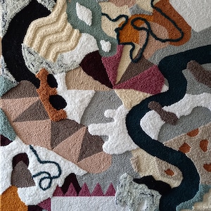 Extra Large Abstract Rug Wall Hanging, Oversized Colorful Textile ...
