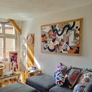 Extra Large Abstract Rug Wall Hanging, Oversized Colorful Textile ...