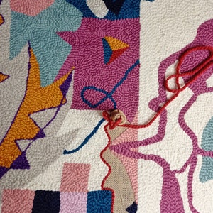 Large Modern Textile Wall Art, Bright Abstract Yarn Painting, Unique ...