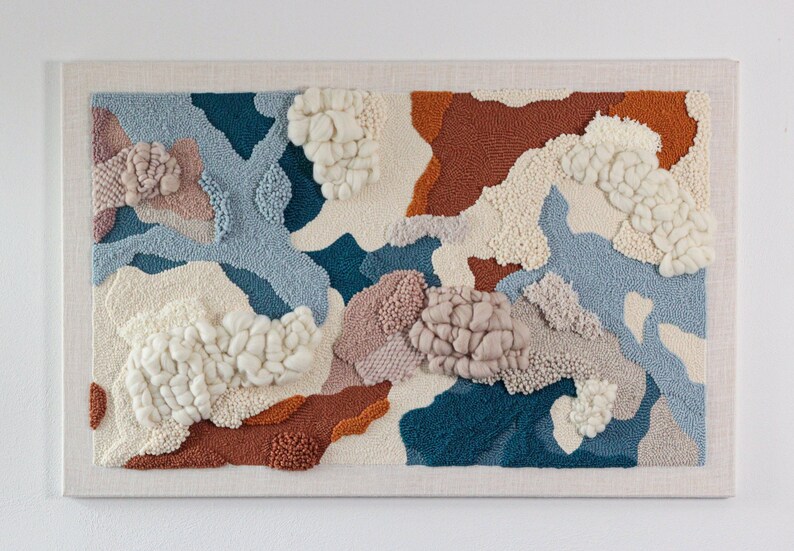 Textile Wall Art BLUE LAGOON Large Abstract 3D Wall Decor in - Etsy