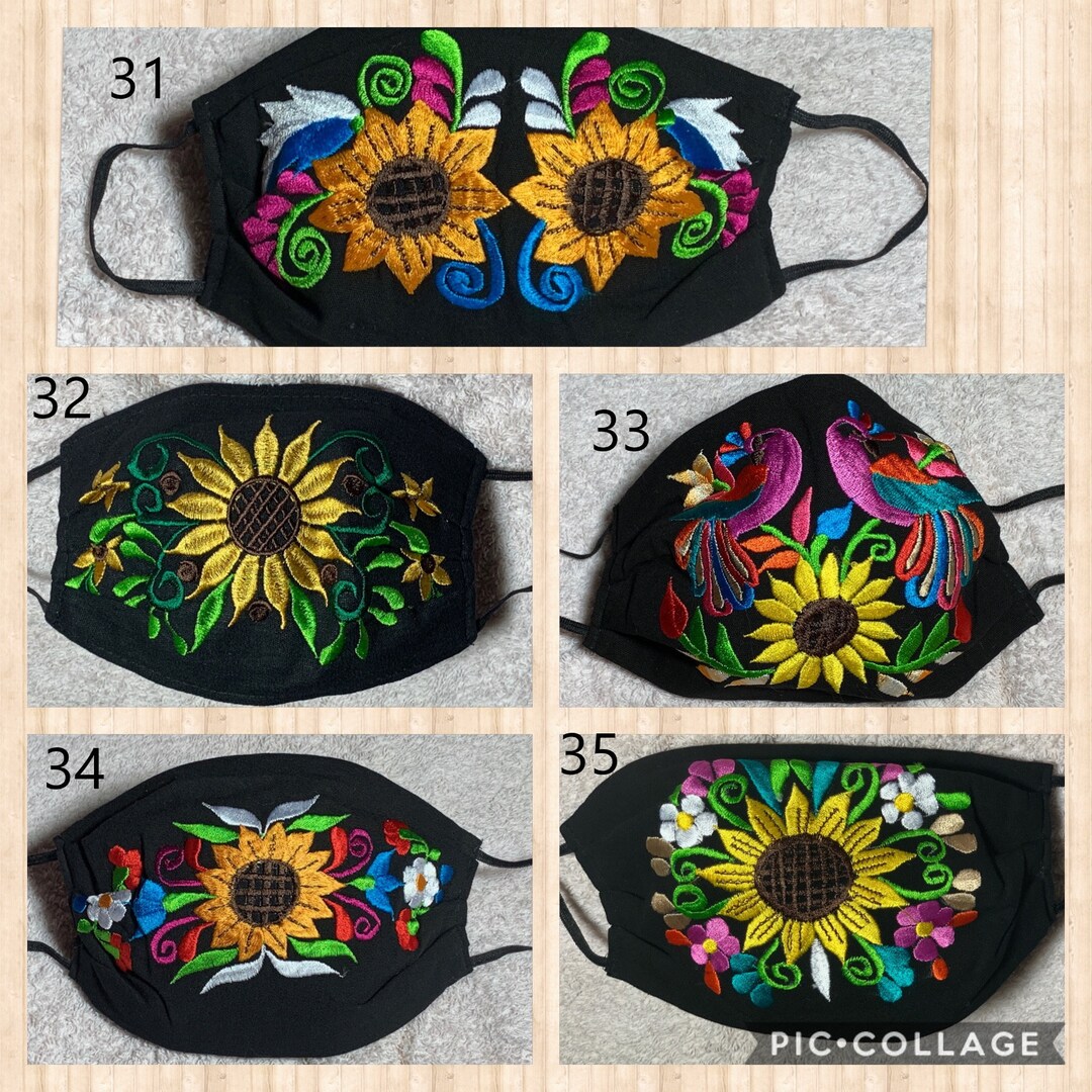 Beautiful Mexican Embroidered Face Masks - Etsy