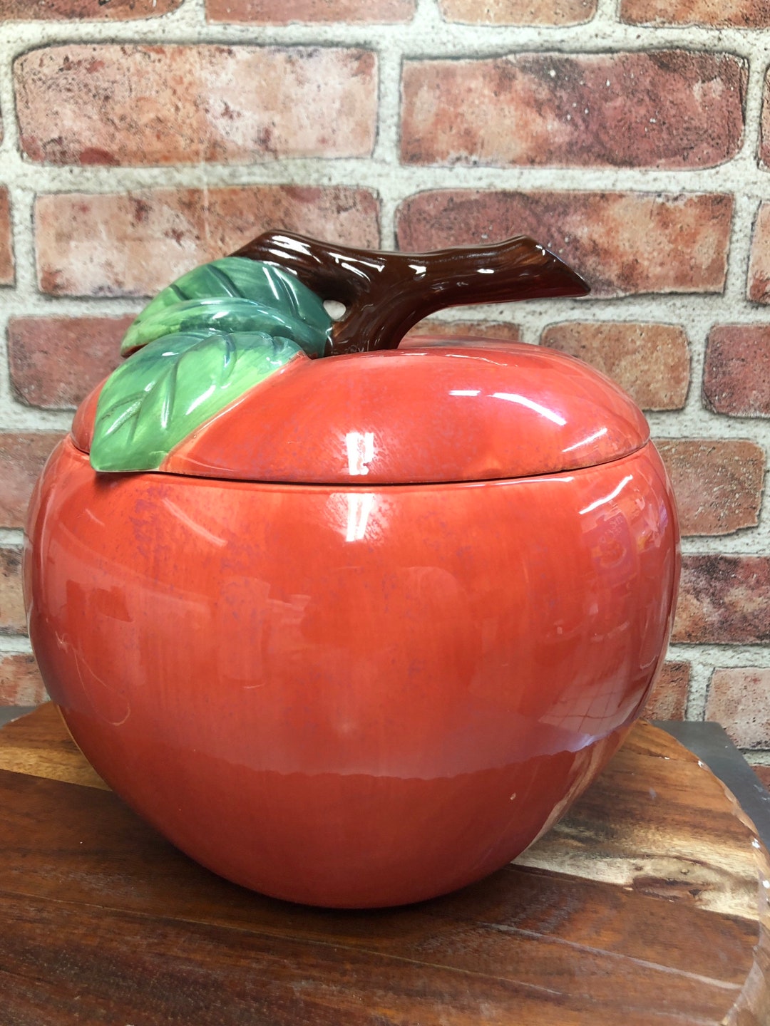 Red Apple Shaped Cookie Jar // Red Apple Kitchen Themed - Etsy