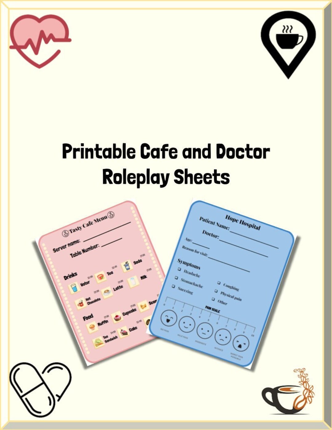 PRINTABLE ROLEPLAY RESOURCE Cafe and Doctor Roleplay - Etsy Australia