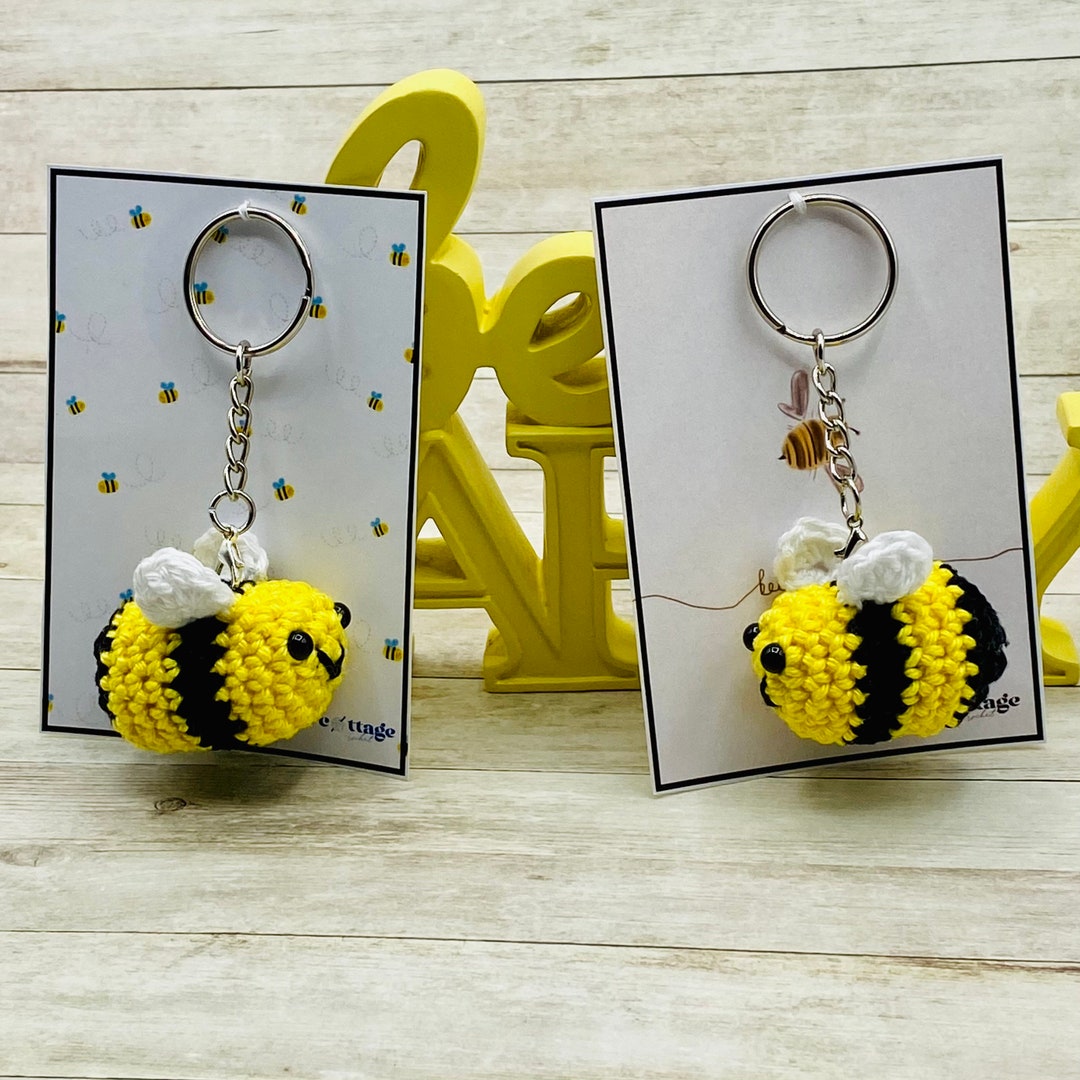 Bee Keyring. Crocheted. Handmade. Letterbox Gift. Perfect Teacher’s ...