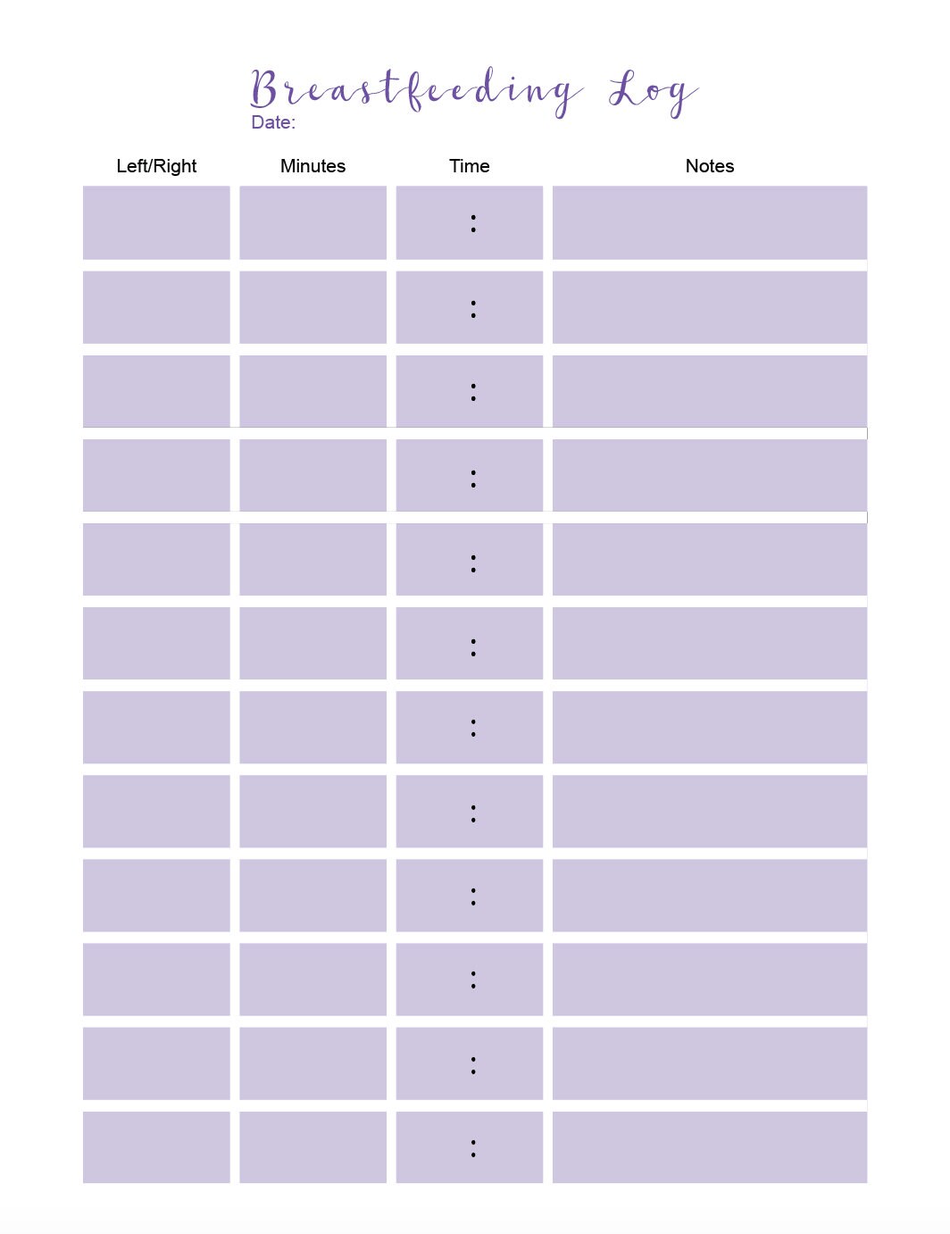 Baby Tracker PDF Daily Breastfeeding Log Breastfeeding Tracker ...