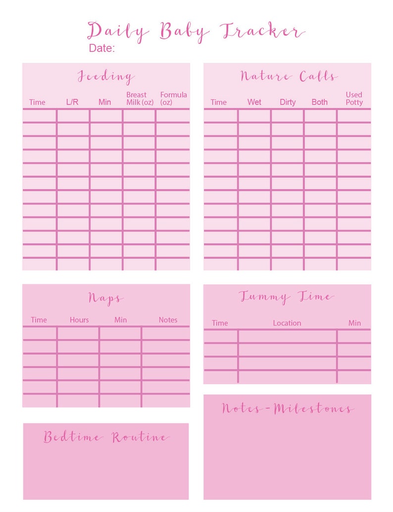 Baby Tracker Printable, Daily Baby Tracker, Feeding Tracker ...