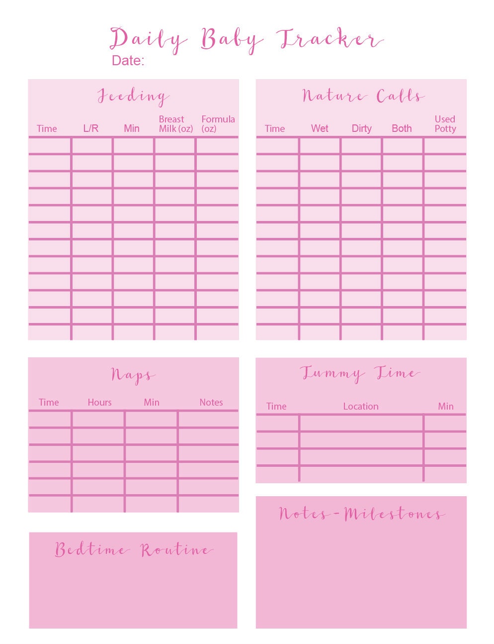 Baby Tracker Printable, Daily Baby Tracker, Feeding Tracker ...