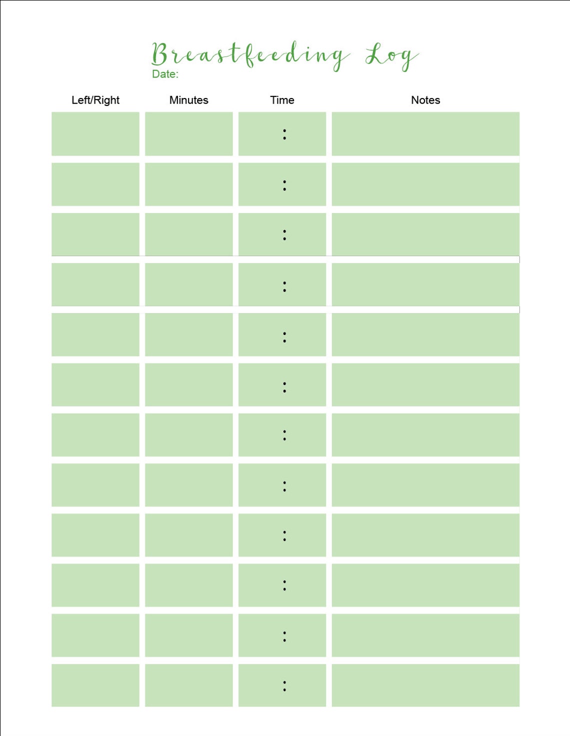 Baby Tracker PDF Daily Breastfeeding Log Breastfeeding Tracker ...