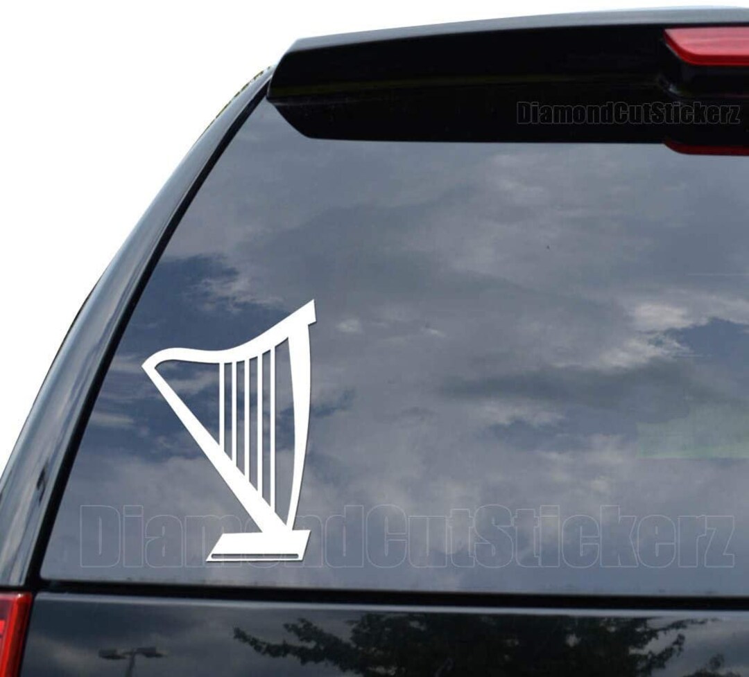 Harp Music Decal Sticker Car Truck Motorcycle Window iPad Laptop Wall ...
