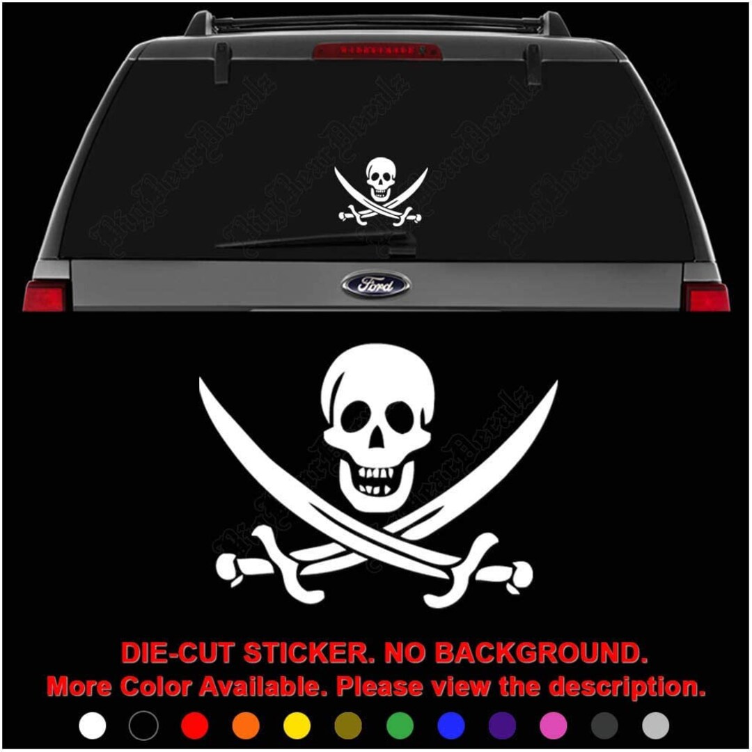 Jolly Roger Skull Pirate Calico Die Cut Vinyl Decal Sticker for Car ...