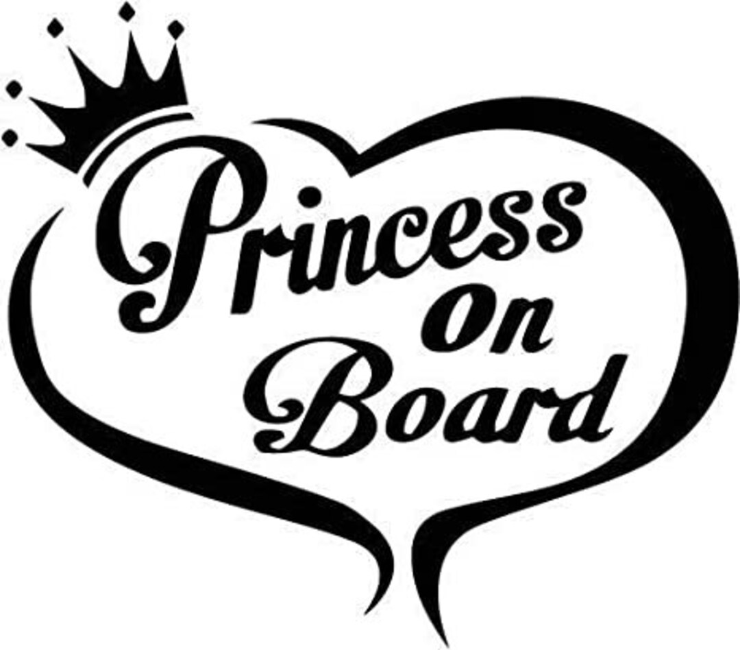 Princess on Board Heart Crown Vinyl Decal Sticker Bumper Car Truck ...