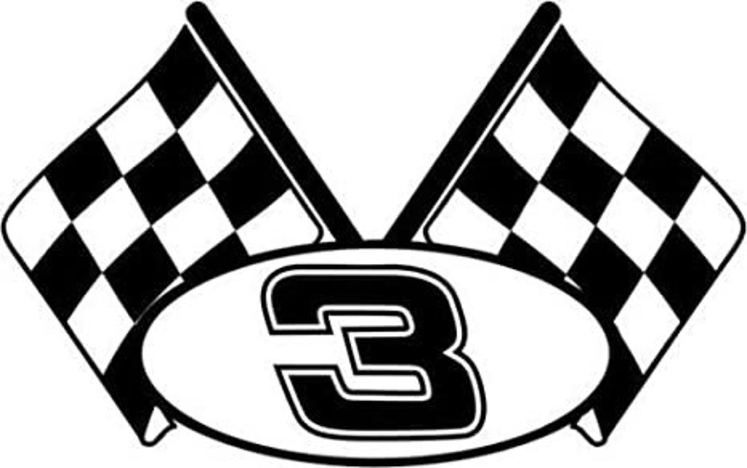 Checkered Flag Racing Number 3 Graphic Car Truck Window Decal Sticker ...