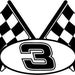 Checkered Flag Racing Number 3 Graphic Car Truck Window Decal Sticker ...
