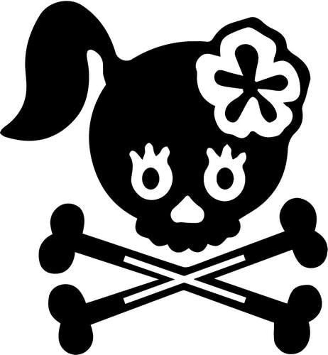 Girl Crossbones Flower Skull Vinyl Decal Sticker Bumper Car Truck ...