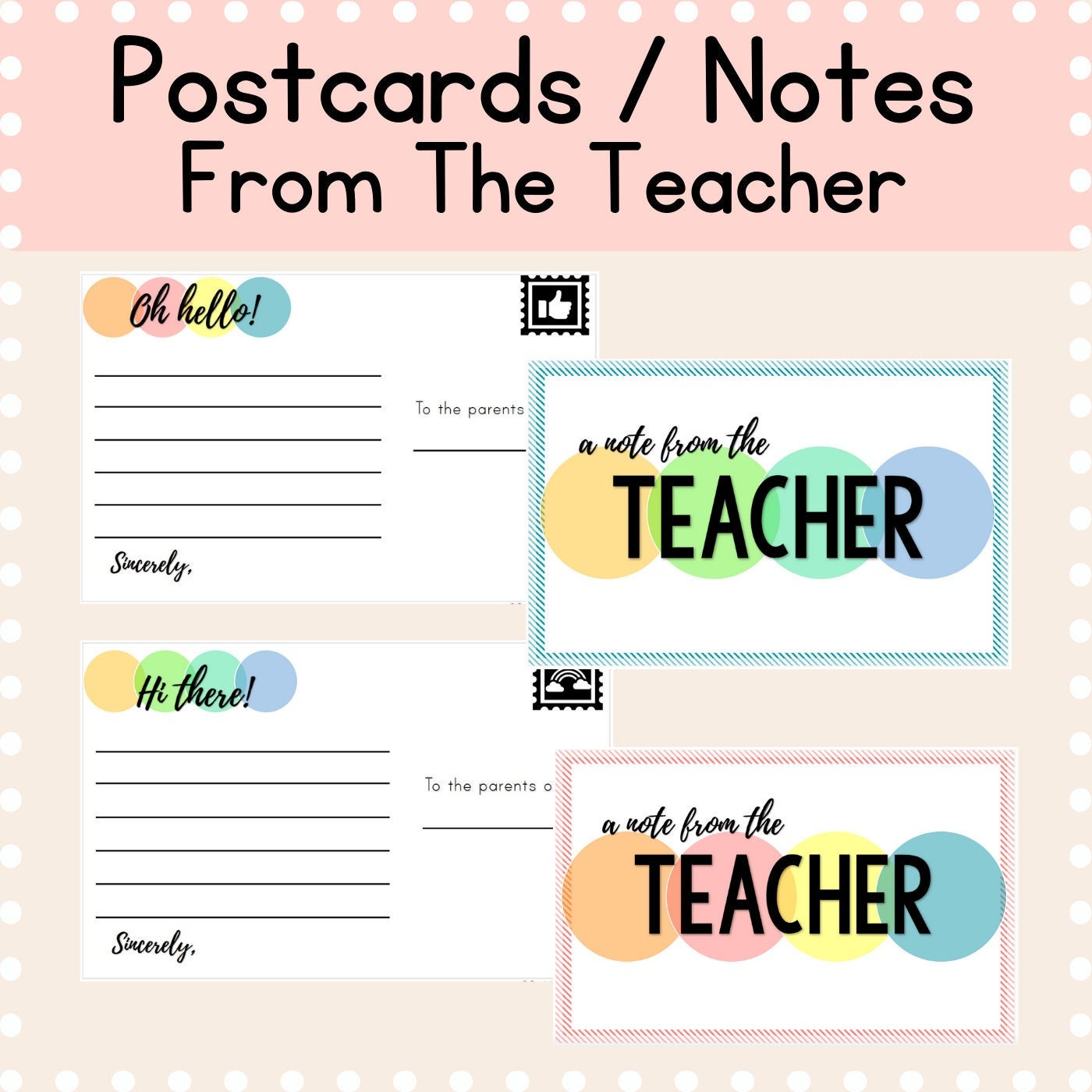 Postcard Notes Home From the Teacher - Etsy
