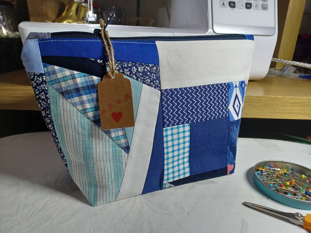 Abstract Patchwork Make-up or Cosmetics Bag, Handmade Pouch With Zipper ...