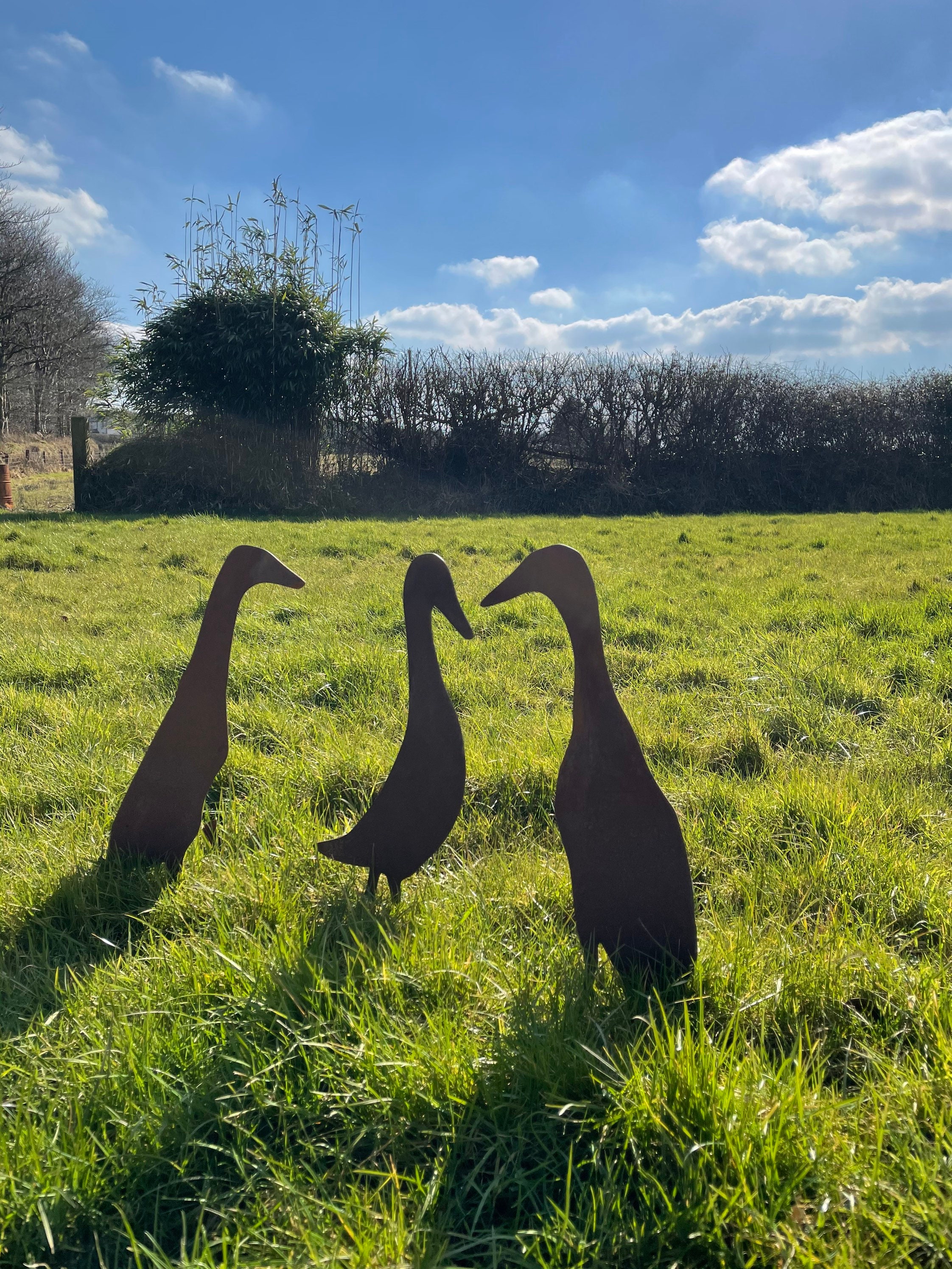 Rustic garden runner ducks, ducks , metal art , garden art, garden ...