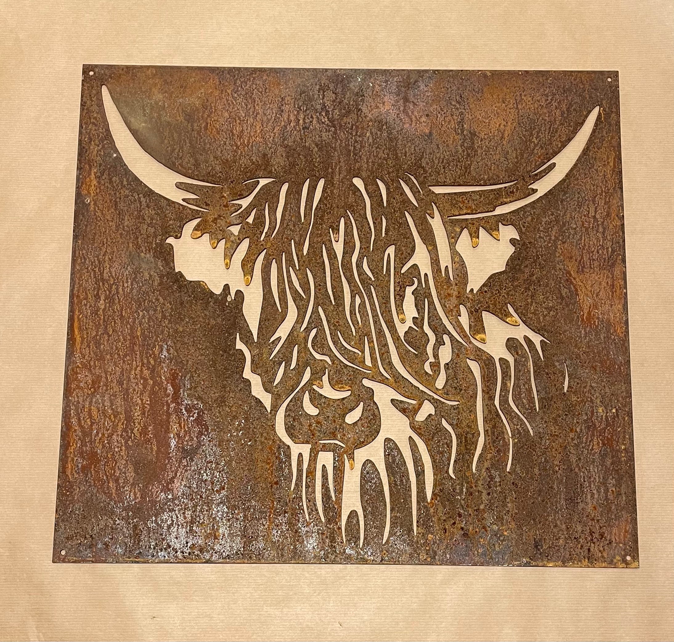 Rustic Highland Cow Wall Art , Metal Wall Decor , Highland Cow , Indoor ...