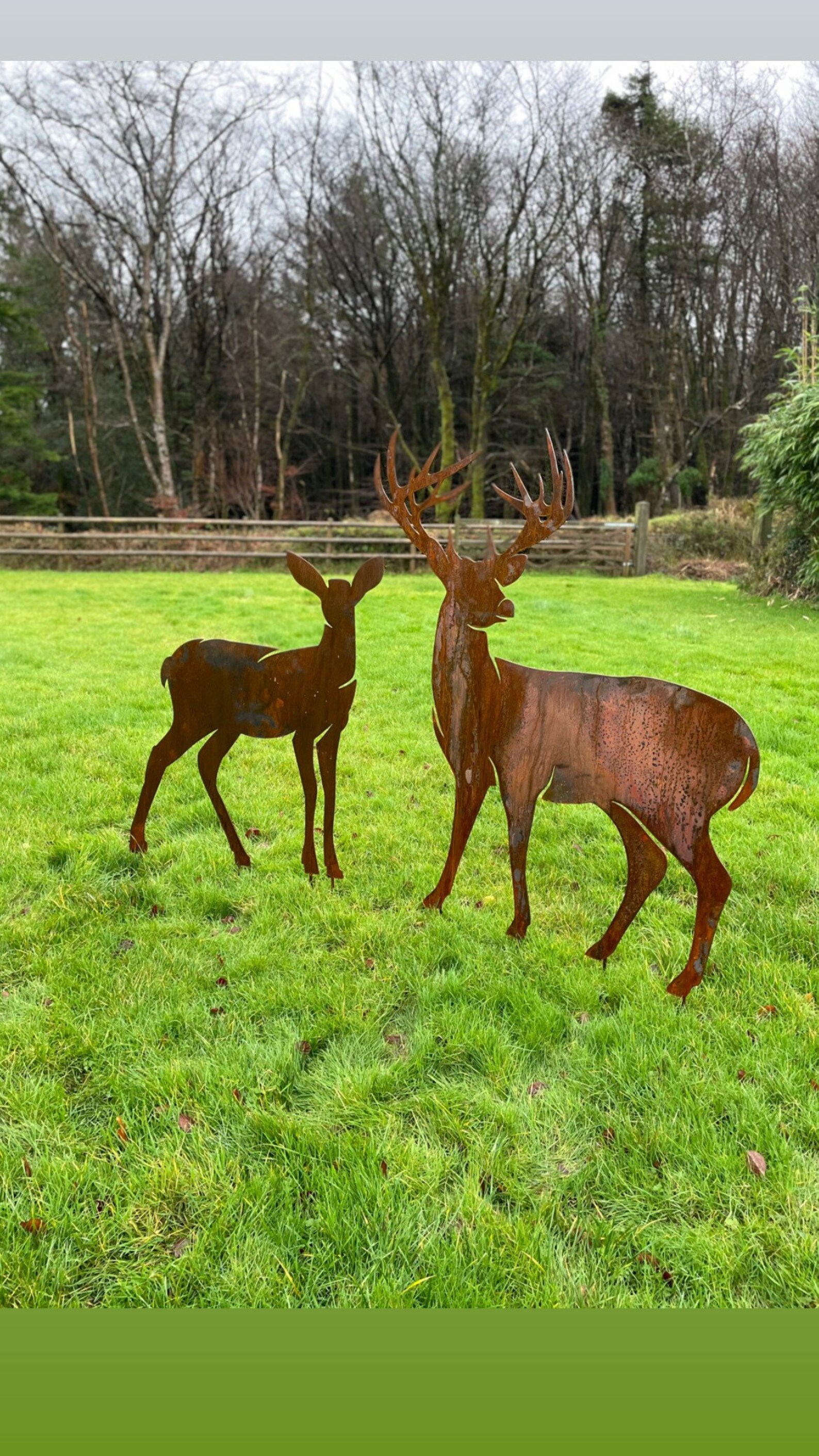 Rustic Metal Garden Stag and Doe , Garden Sculpture - Etsy UK
