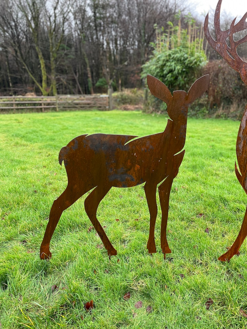 Large Metal Doe , Deer , Garden Deer. - Etsy UK