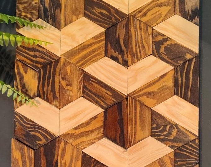 60pc Trapezoid Wood Cutouts, DIY, Optical Illusion Art, 3D Art Project ...