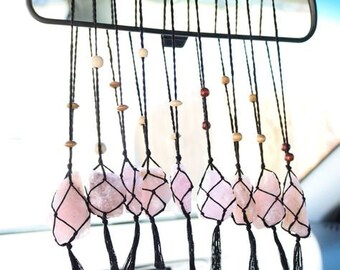 Rose Quartz Car Charm / Suncatcher, Widow Suncatcher, Mirror Accessory ...