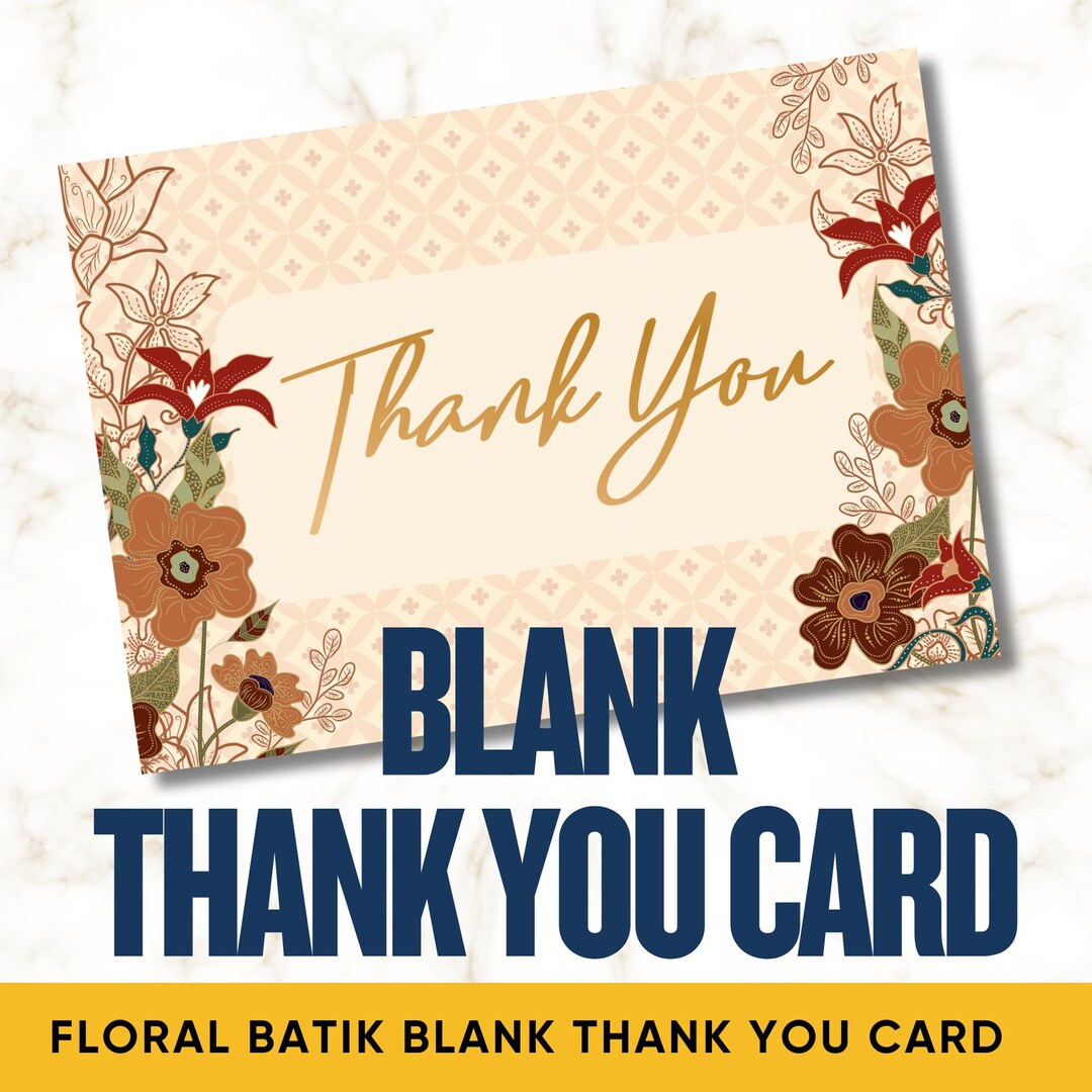 Floral Batik Thank You Blank Postcard Single and Foldable - Etsy