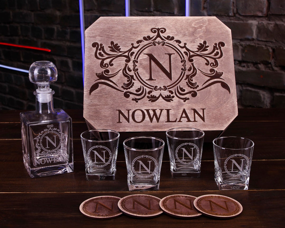 Whiskey Serving Set, Personalized Monogrammed Decanter Set, Whiskey ...
