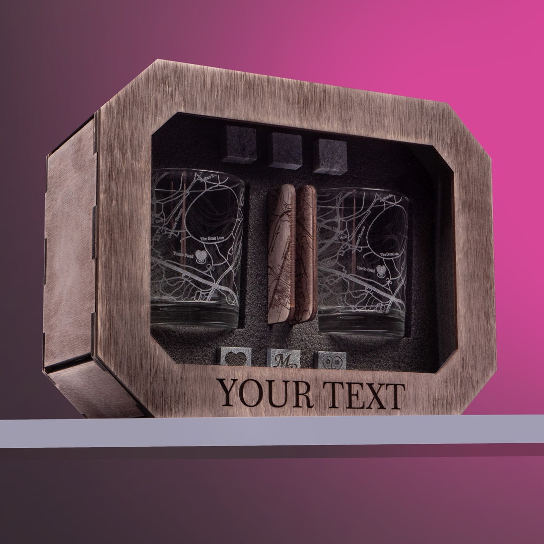 City Map Engraved Whiskey, Map Glass, City Glasses, Personalized ...