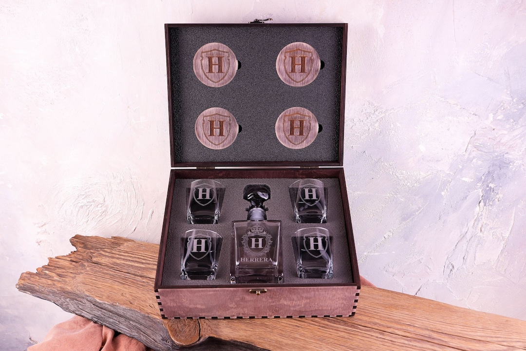 Decanter Set Personalised, Whiskey Set, Bourbon Decanter, Logo Engraved ...