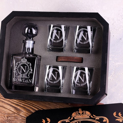 Personalized Decanter Set and Glasses With Gift Box Custom - Etsy