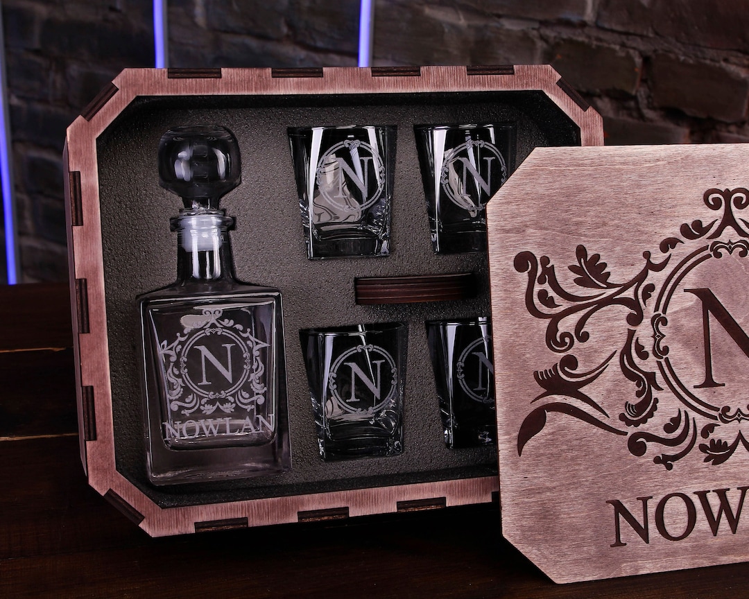 Decanter Set Personalized Whiskey Decanter Set With Box - Etsy