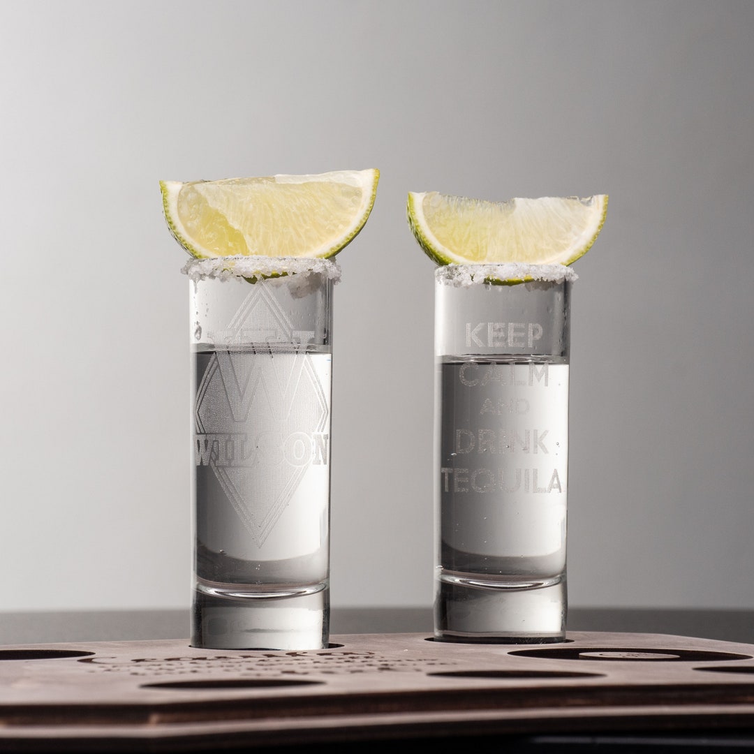 Tall Shot Glasses, Personalized Tequila Glasses With Flight Board ...
