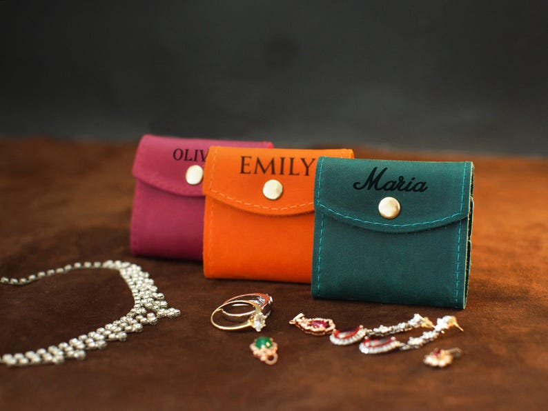 Engraved Leather Jewelry Holder, Small Travel Jewelry Organizer for ...