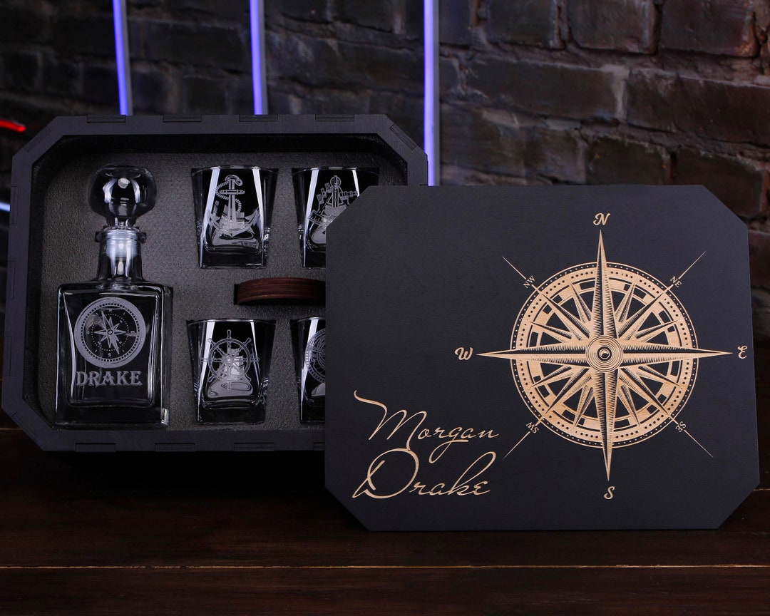 Personalized Monogrammed Whiskey Decanter Set With Box, Engraved ...