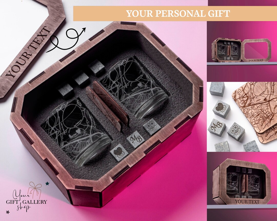 Personalized Glasses Map City Map Whiskey Setengraved Map - Etsy