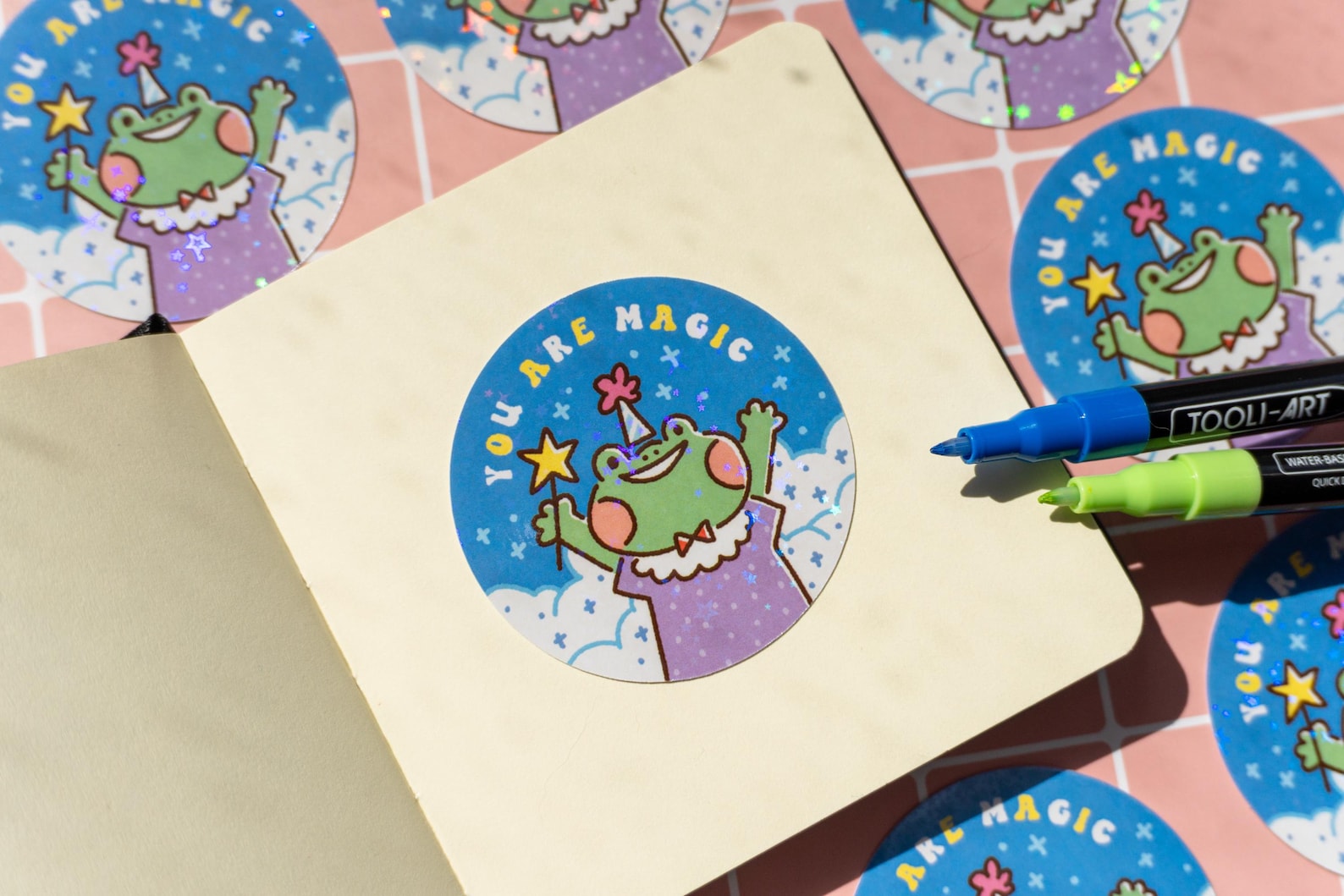 Cute Wizard Froggy Sticker, Kawaii Frog Magician, Animal Art, Magical ...