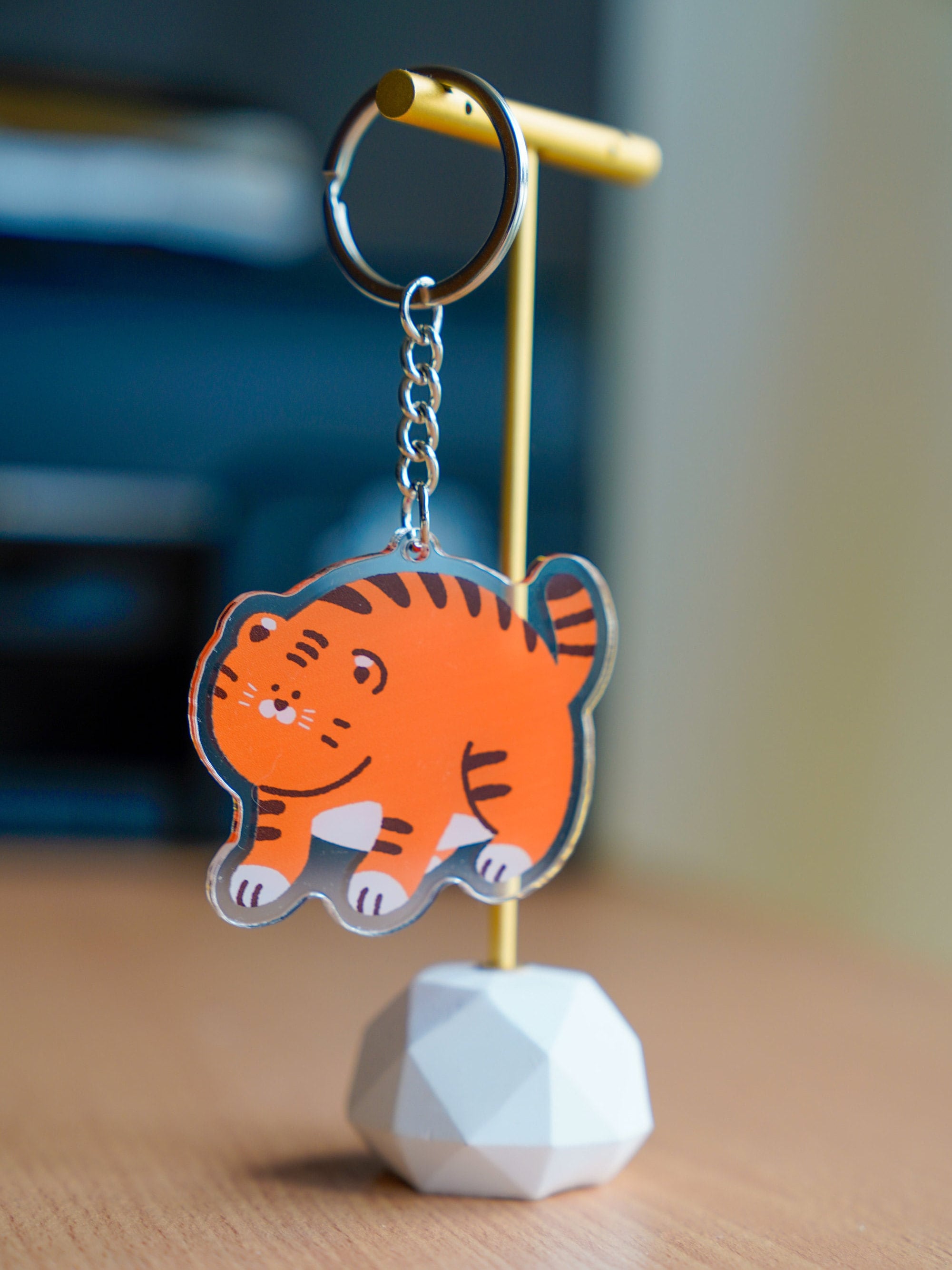 Chunky Tiger Acrylic Keychain, Keychain Charm, Cute Keychain, Animal ...