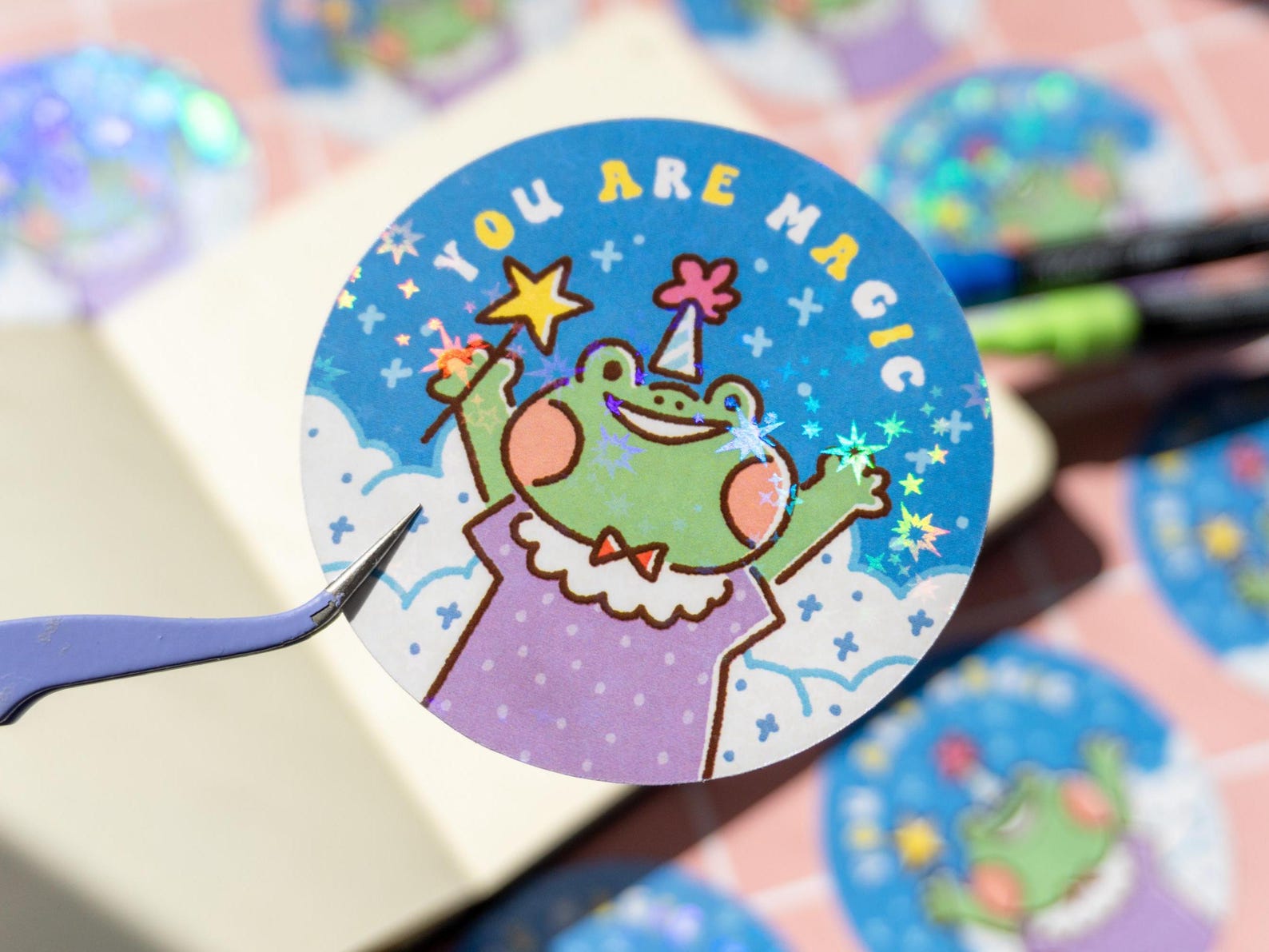 Cute Wizard Froggy Sticker, Kawaii Frog Magician, Animal Art, Magical ...