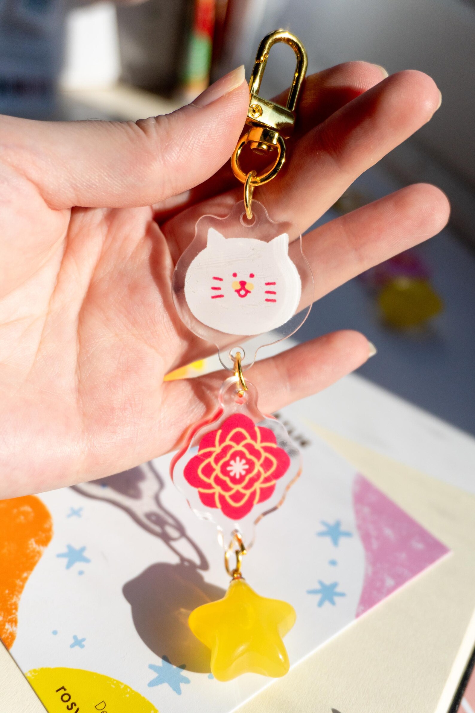 Cute Cat Acrylic Keychain, Keychain Charm, Cute Keychain, Animal ...