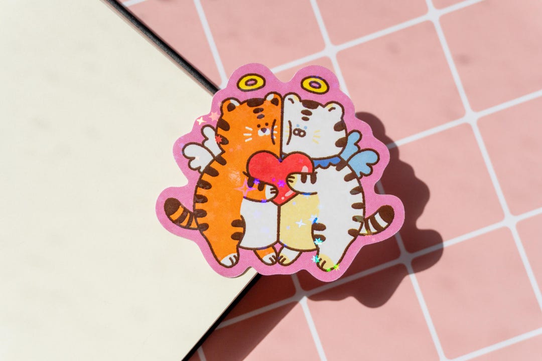 Sparkle Glitter Tiger Couple Sticker, Animal Stickers, Journal Stickers ...