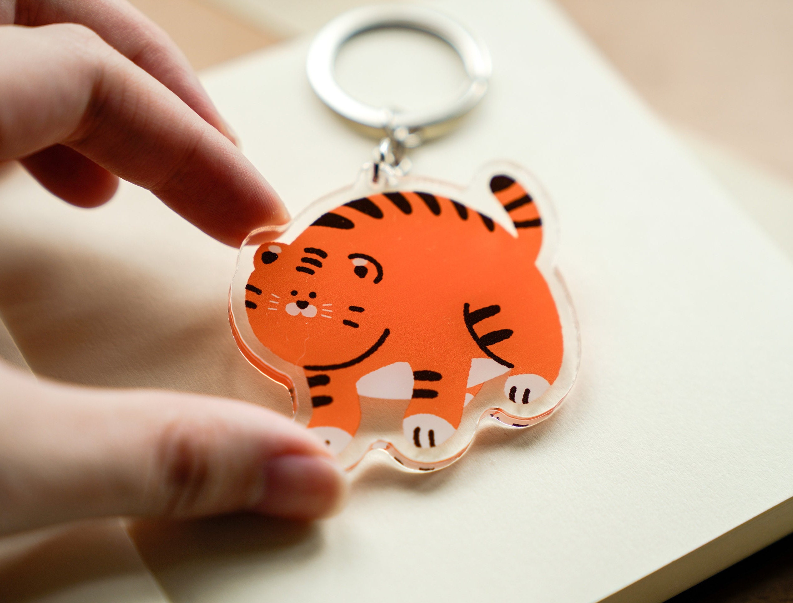 Chunky Tiger Acrylic Keychain, Keychain Charm, Cute Keychain, Animal ...