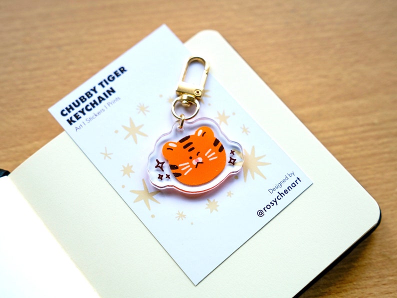 Small Emoji Tiger Acrylic Keychain, Keychain Charm, Cute Keychain ...