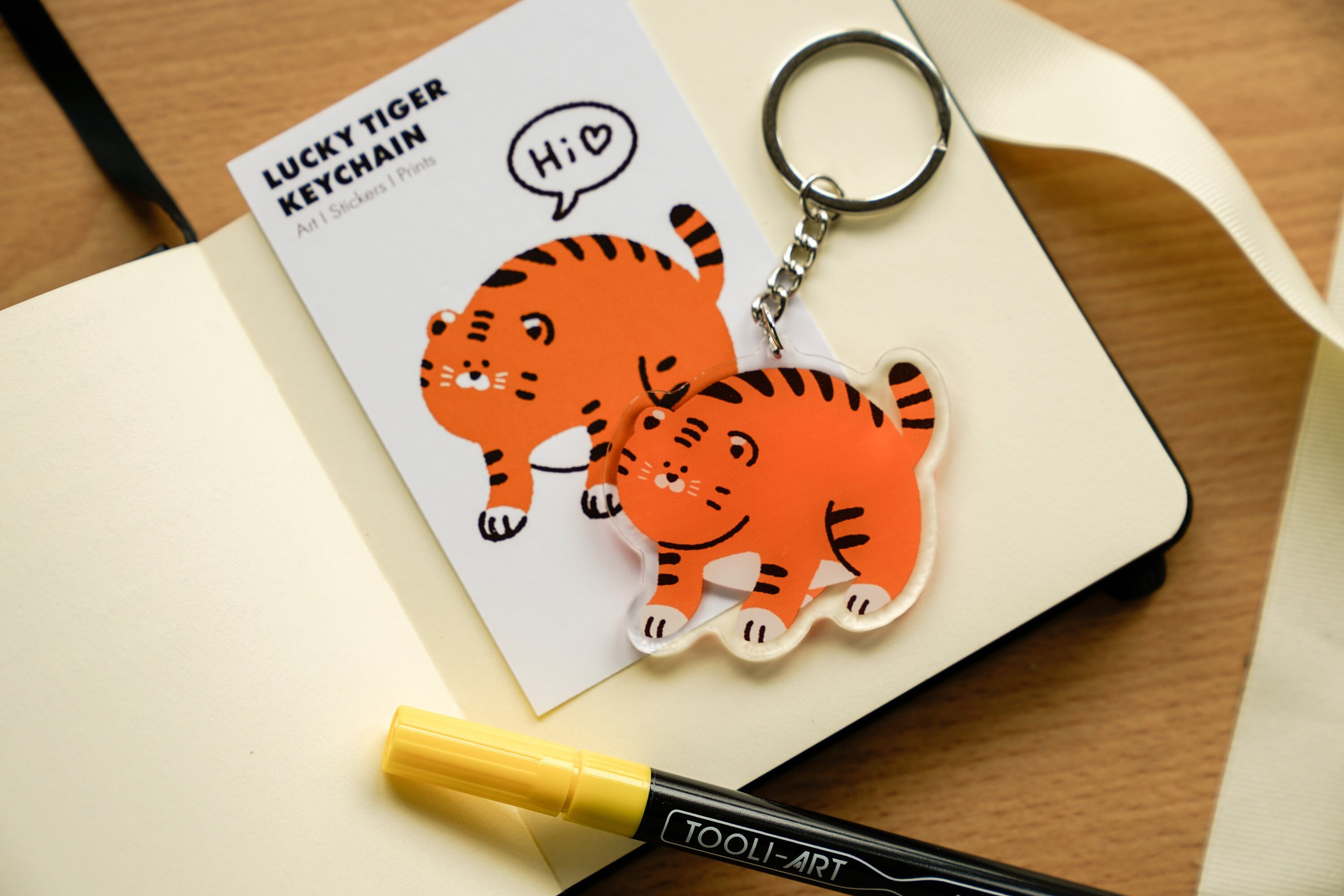 Chunky Tiger Acrylic Keychain, Keychain Charm, Cute Keychain, Animal ...
