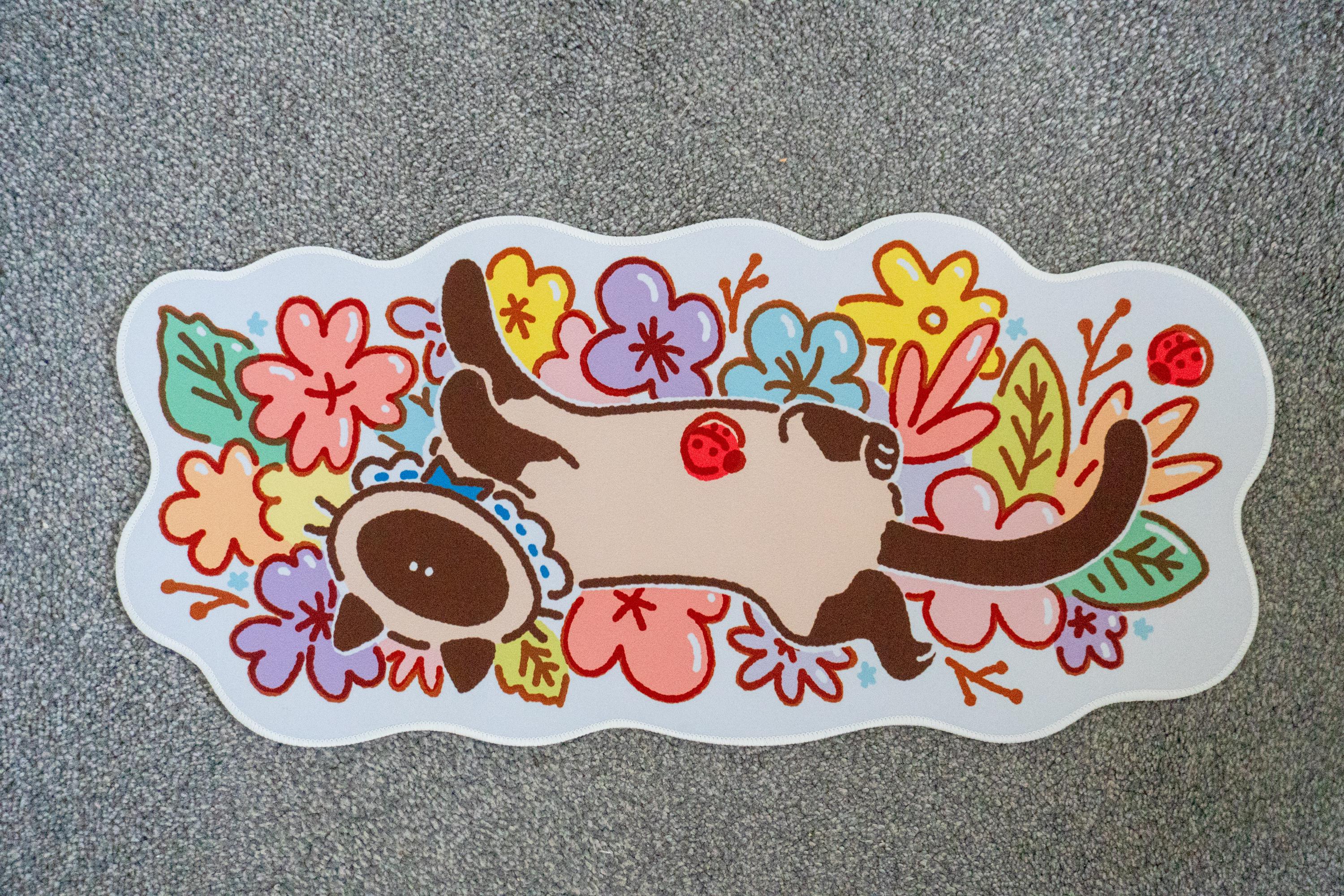 Siamese Cat on Spring Flowers Desk Mat, Kawaii Cat Mouse Pad, Cute ...